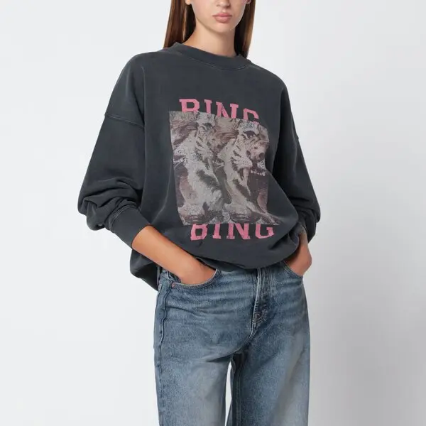 ANINE BING Washed Miles Tiger Bing Cotton Sweatshirt