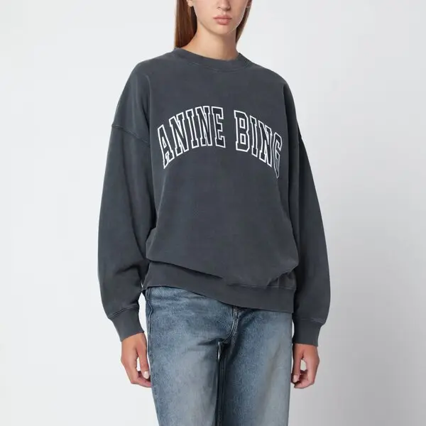 ANINE BING Washed Miles Cotton Sweatshirt - Black