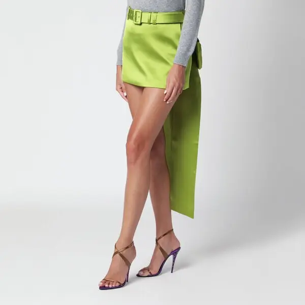 SELF-PORTRAIT Satin Miniskirt With Bow