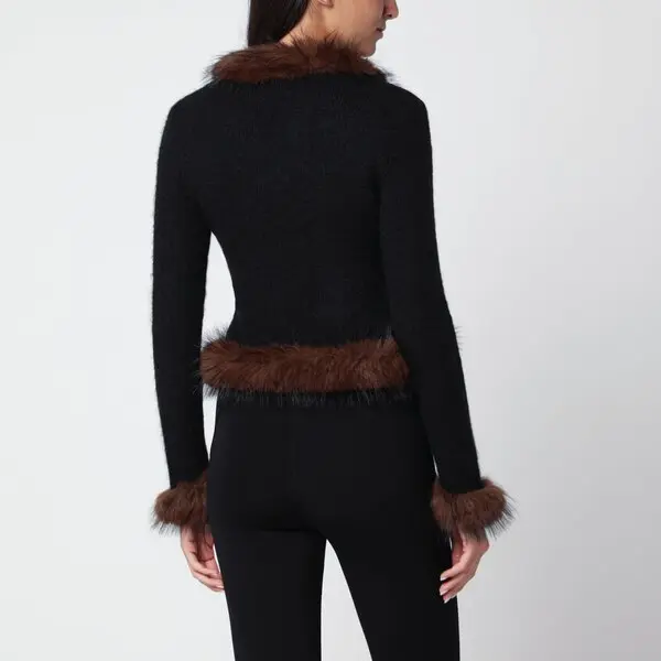 SELF-PORTRAIT Knitted Cardigan With Faux Fur