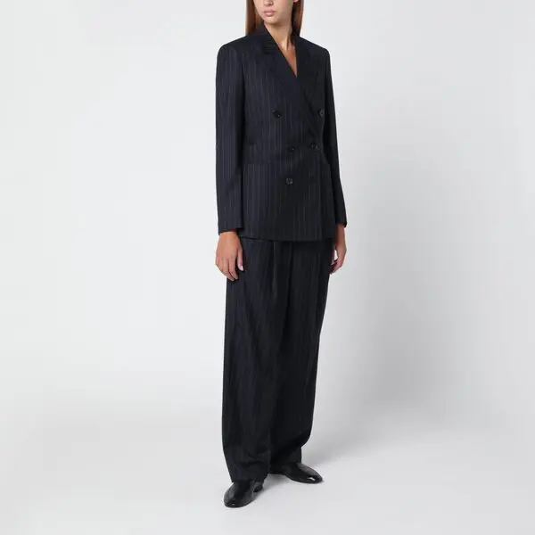 Givenchy Navy Pinstripe Wool Trousers