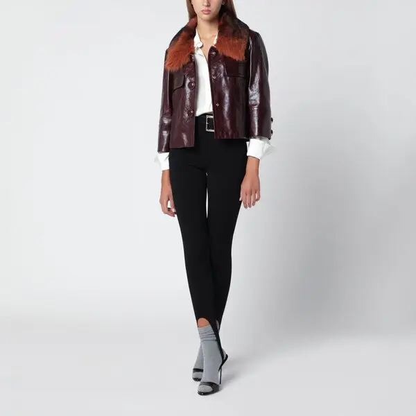 Chloé Dark Cropped Jacket In Patent Leather