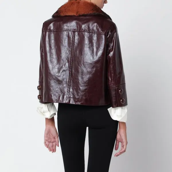 Chloé Dark Cropped Jacket In Patent Leather