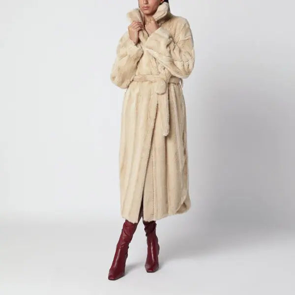 THE FRANKIE SHOP Belted Faux Fur-effect Coat