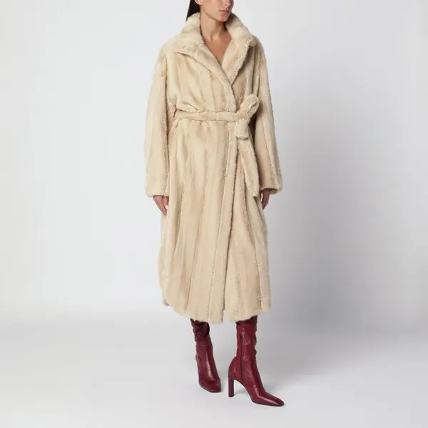 THE FRANKIE SHOP Belted Faux Fur-effect Coat