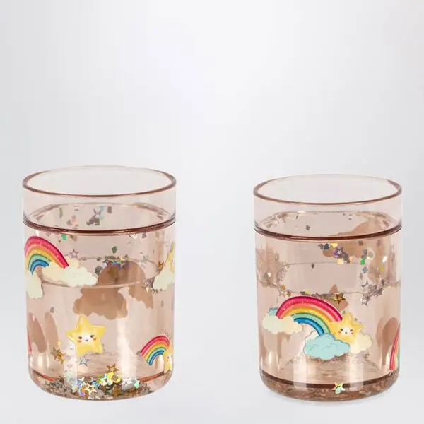 KONGES SLØJD Pack Of 2 Rainbow Glitter Glasses