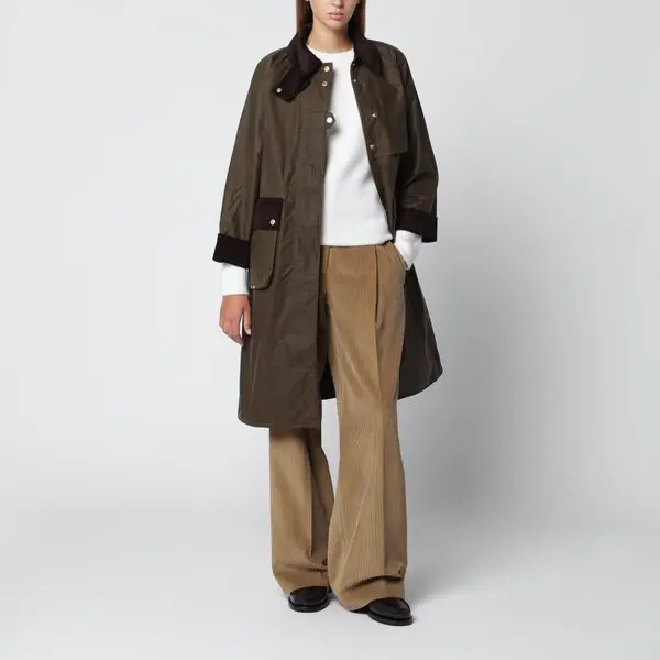 Barbour Long Waxed Cotton Jacket, Olive