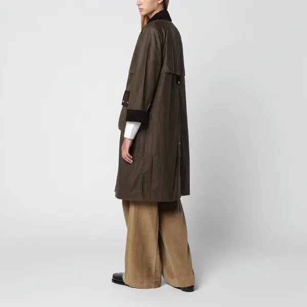 Barbour Long Waxed Cotton Jacket, Olive