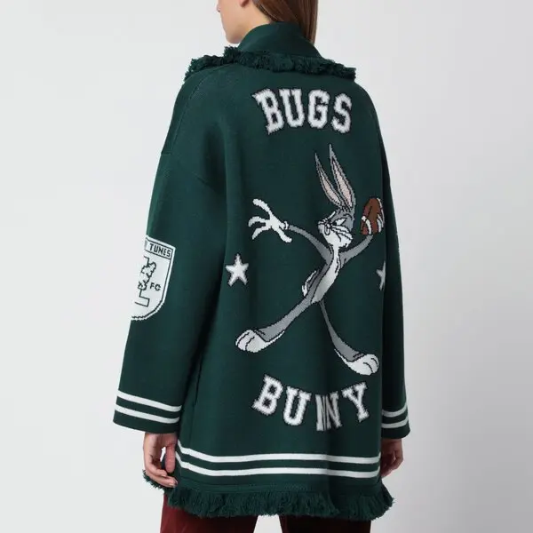 Alanui Forest Wool Cardigan With Bugs Bunny And Sylvester