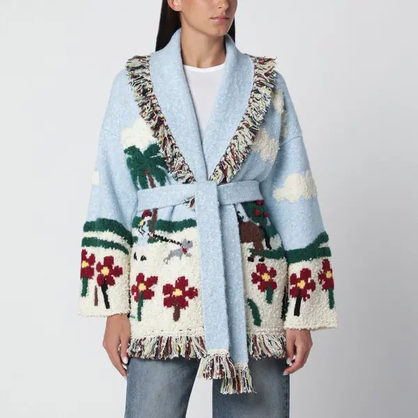 Alanui Casa Light Blue Wool-blend Cardigan - Multicolor