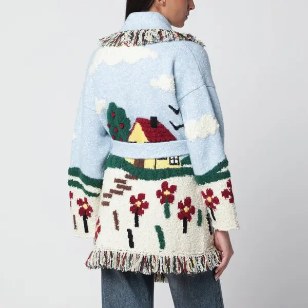 Alanui Casa Light Blue Wool-blend Cardigan