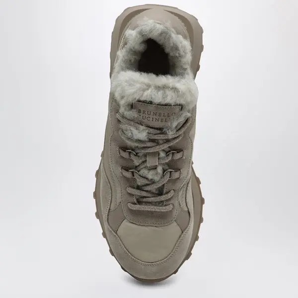 Brunello Cucinelli Runners Ice Sneakers In Suede And Techno Cotton