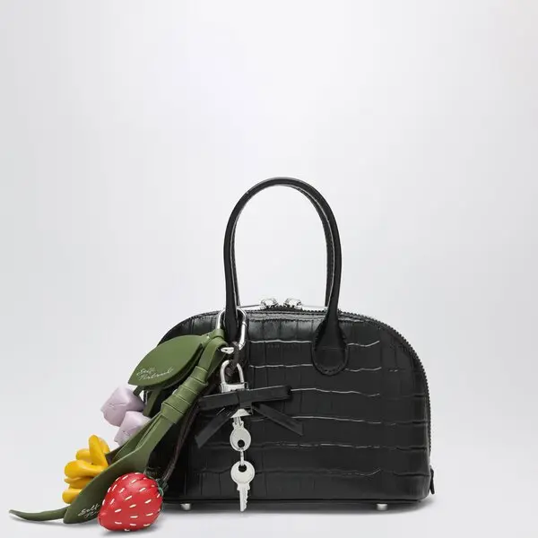SELF-PORTRAIT Mini Bowling Bag In Embossed Leather