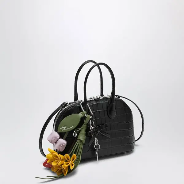 SELF-PORTRAIT Mini Bowling Bag In Embossed Leather