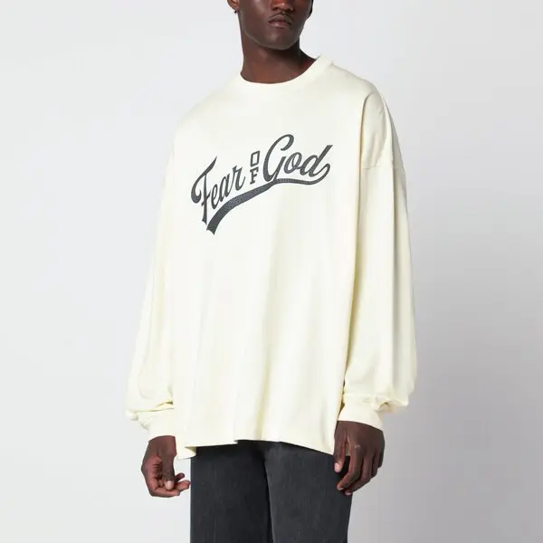 Fear Of God Merch Long Sleeve T-shirt In Chalk Cotton - White