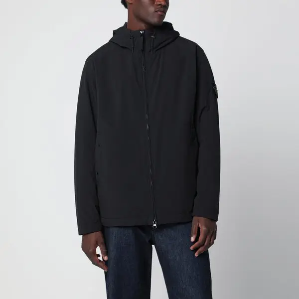 Stone Island Hooded Jacket In Technical Fabric - Black