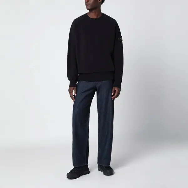 Stone Island Crewneck Sweatshirt In Organic Cotton - Black