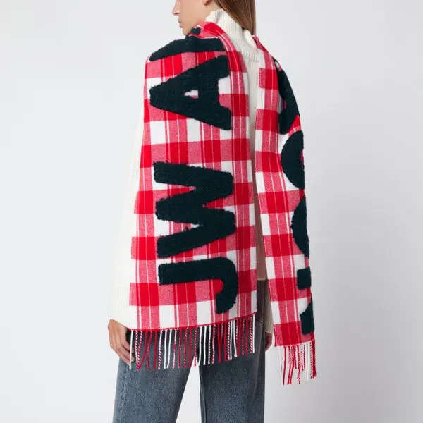 JW Anderson Tartan Wool-blend Scarf With Maxi Logo
