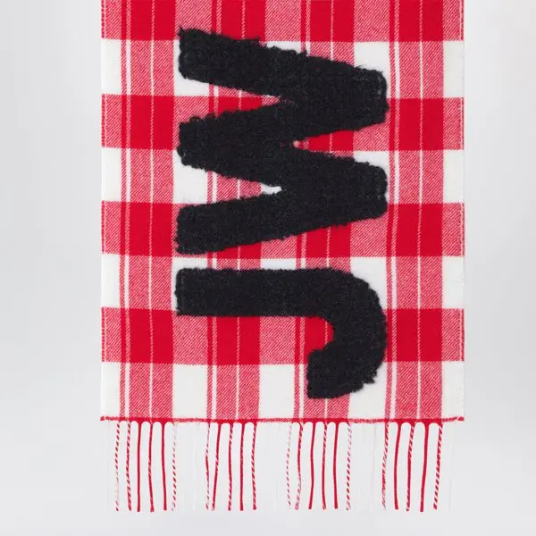 JW Anderson Tartan Wool-blend Scarf With Maxi Logo