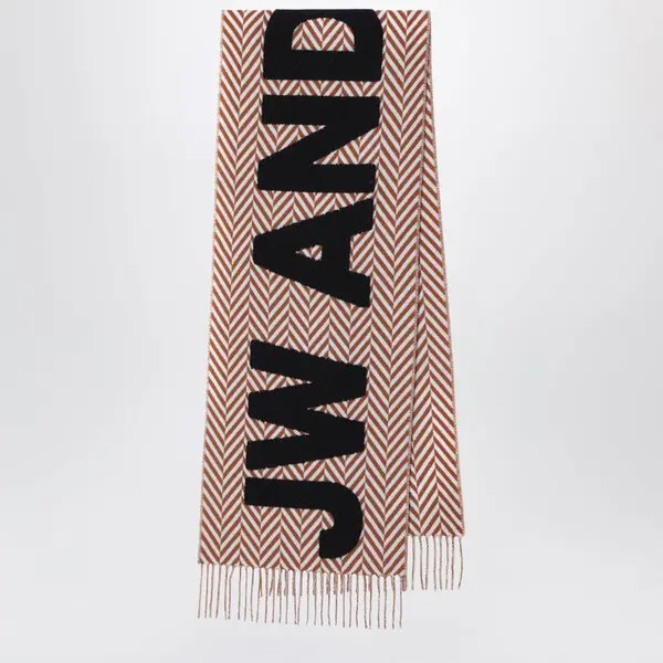 JW Anderson Chevron Wool-blend Scarf With Maxi Logo