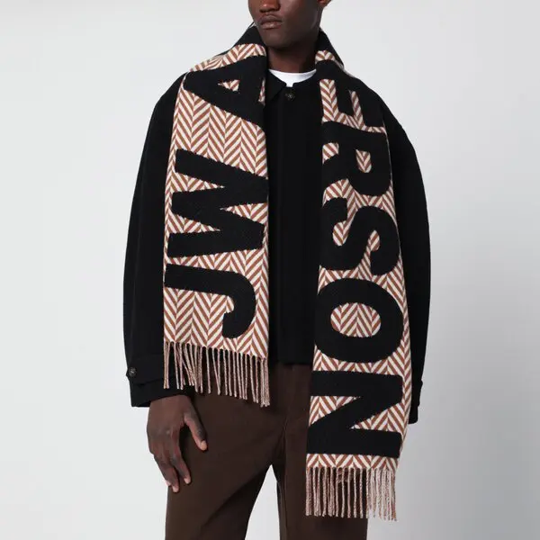 JW Anderson Chevron Wool-blend Scarf With Maxi Logo
