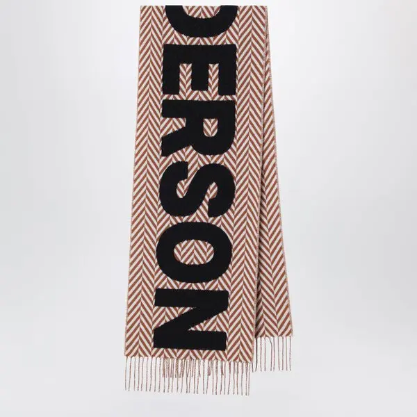 JW Anderson Chevron Wool-blend Scarf With Maxi Logo