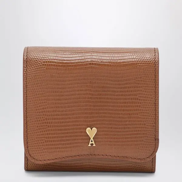 AMI Paris Cognac Paris Paris Compact Leather Wallet
