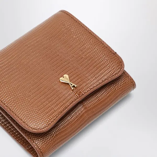 AMI Paris Cognac Paris Paris Compact Leather Wallet