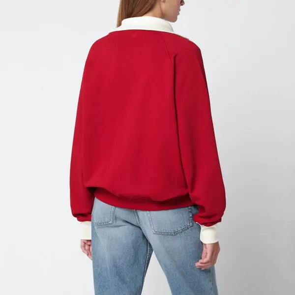 AMI Paris De Coeur Zip-up Sweatshirt In Cotton, /ivory