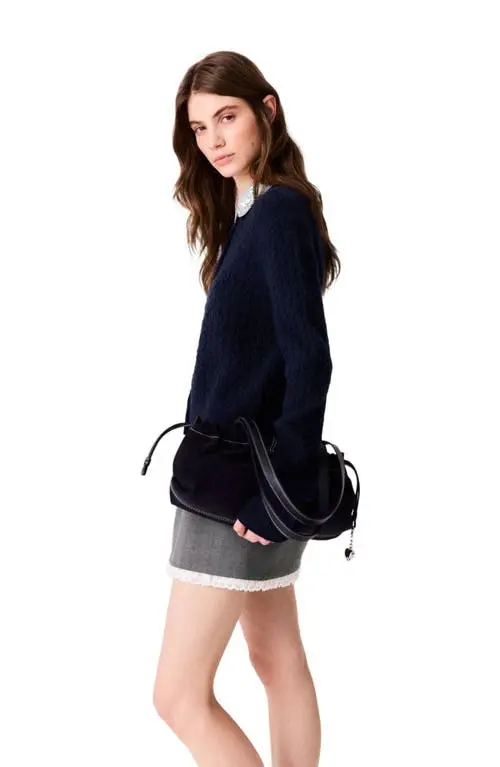 Maje Cardigan With Poplin Collar