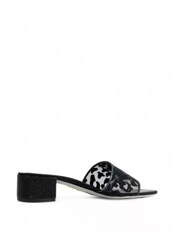 Rene Caovilla Allure Rhinestone-embellished Leopard-pattern Block-heel Sandals