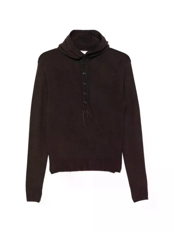 CAMIEL FORTGENS Balacalva Button-up Hoodie - Brown