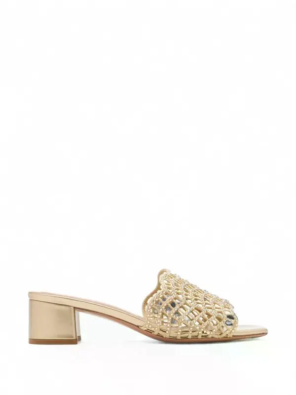 NICOLI Rosella Crystal-embellished Block-heel Sandals