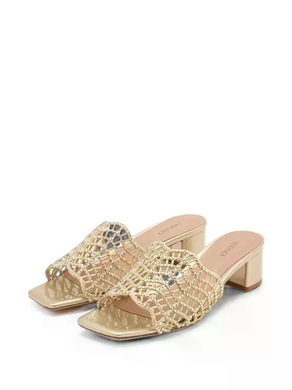 NICOLI Rosella Crystal-embellished Block-heel Sandals