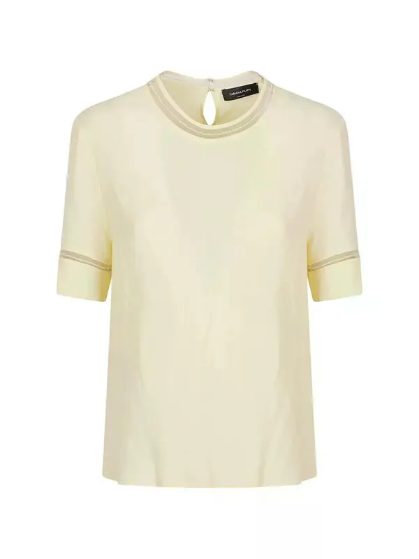 Fabiana Filippi Beaded-trim Short-sleeve Blouse - Neutrals
