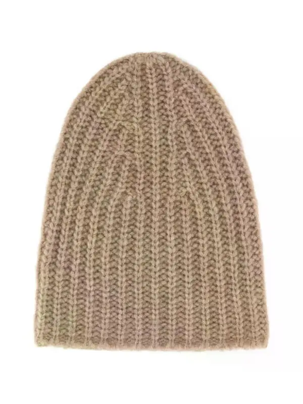 THE ROW Cappuccino Ribbed Beanie Hat
