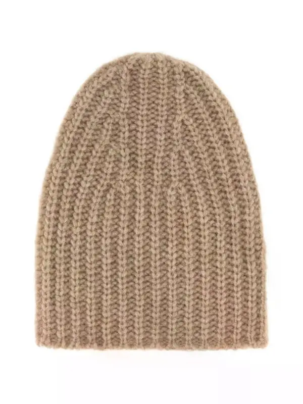 THE ROW Cappuccino Ribbed Beanie Hat