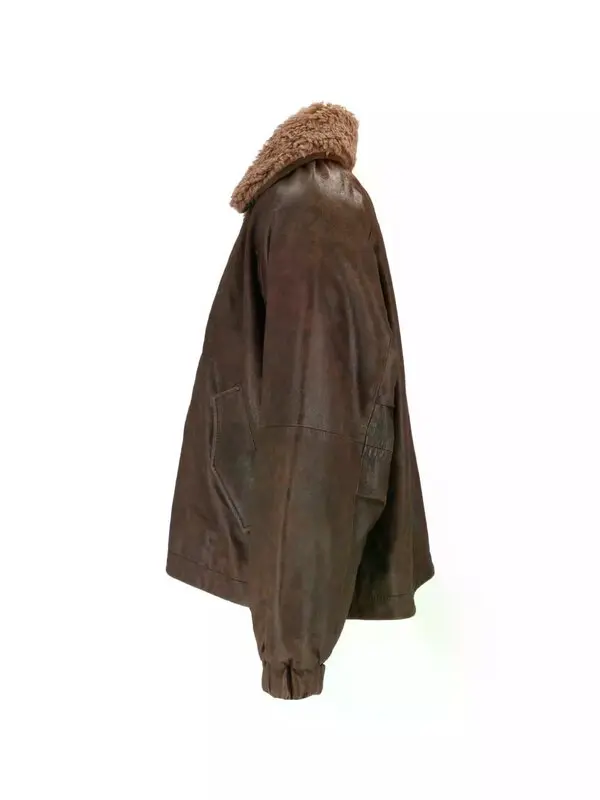 BULLY Shearling-collar Leather Jacket