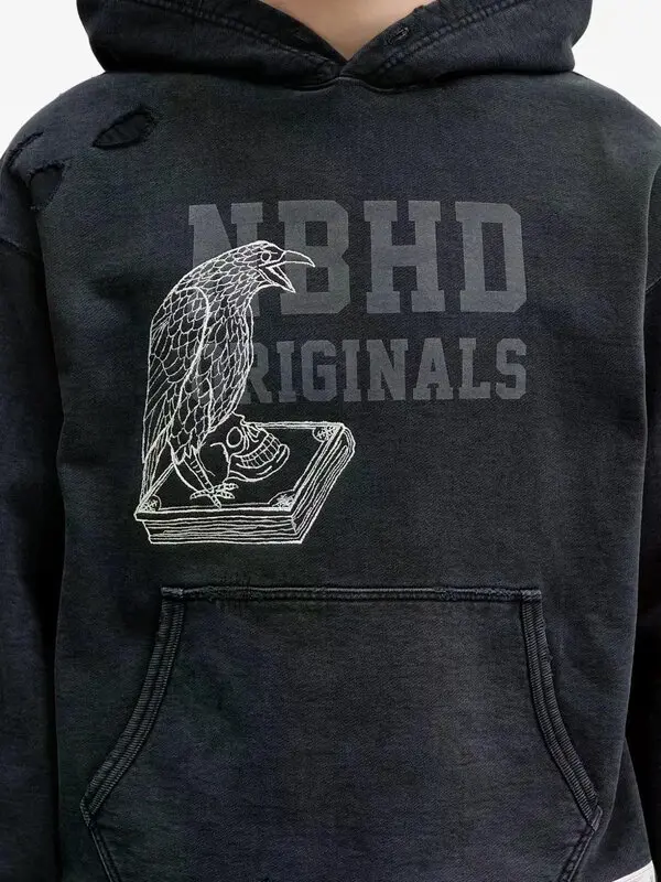 NEIGHBORHOOD Distressed Graphic-print Hoodie