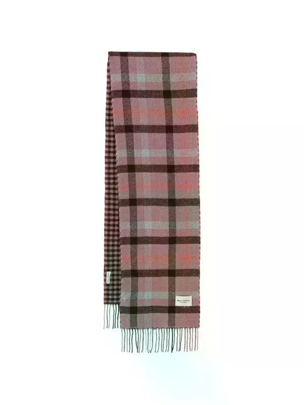 Marc O'polo Checked Wool Shawl - Pink