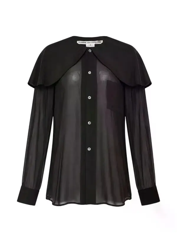 Comme Des Garçons Cape-panel Sheer Blouse - Black