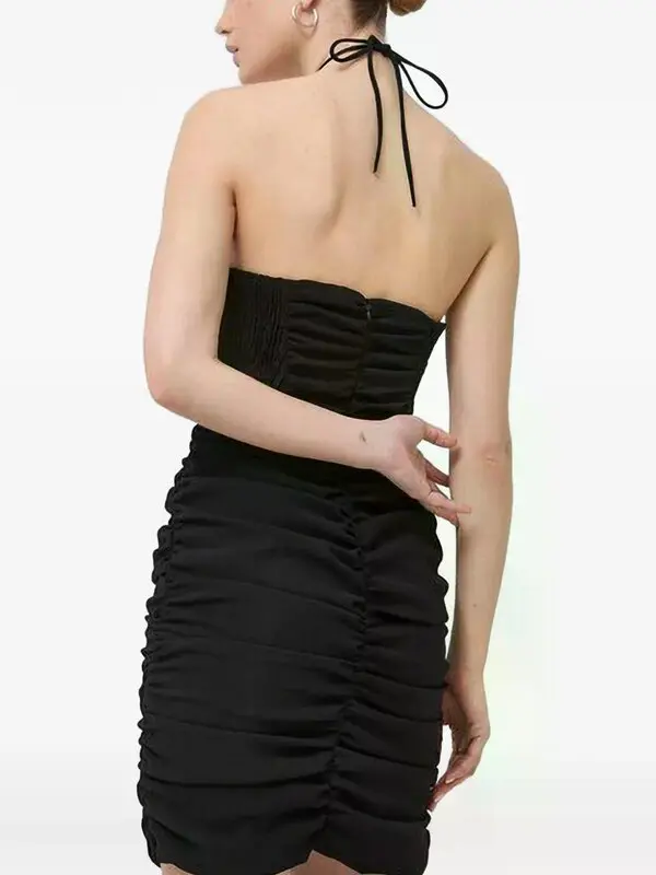 MORGAN X Iris Mittenaere Ruched Halterneck Mini Dress - Black