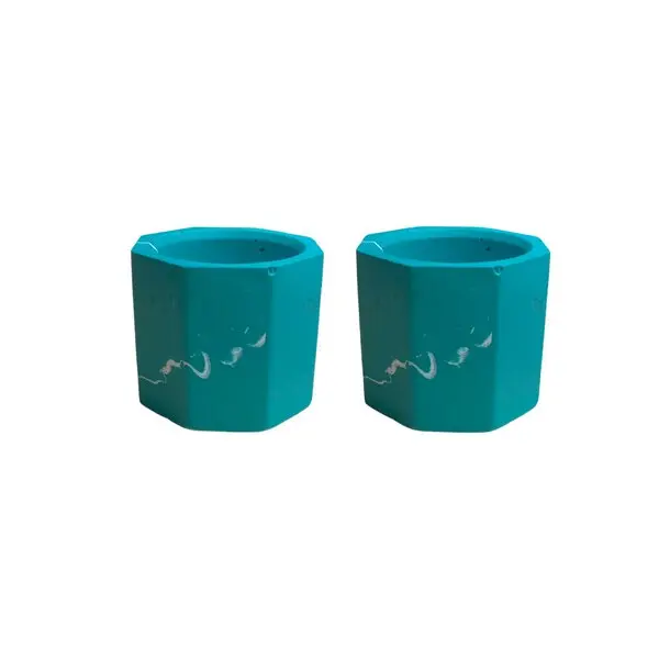 BY SHAX Festive Marbled Tealight Holder Pair