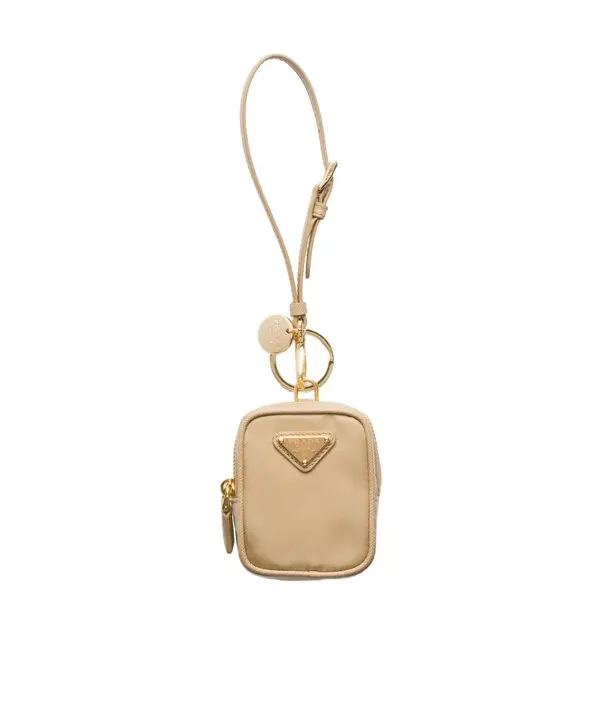 Prada Re-edition 1978 Re-nylon Mini-pouch With Keychain - Nude