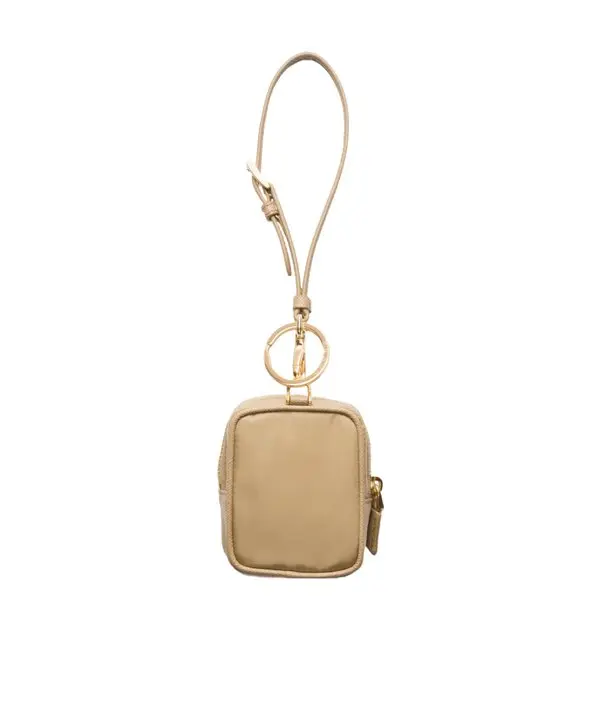 Prada Re-edition 1978 Re-nylon Mini-pouch With Keychain - Nude