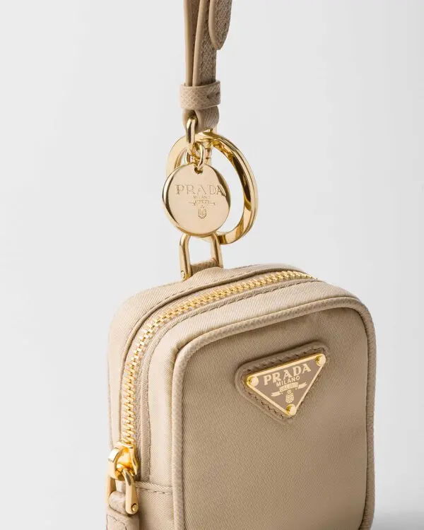 Prada Re-edition 1978 Re-nylon Mini-pouch With Keychain - Nude