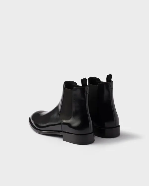 Prada Brushed Leather Chelsea Boots