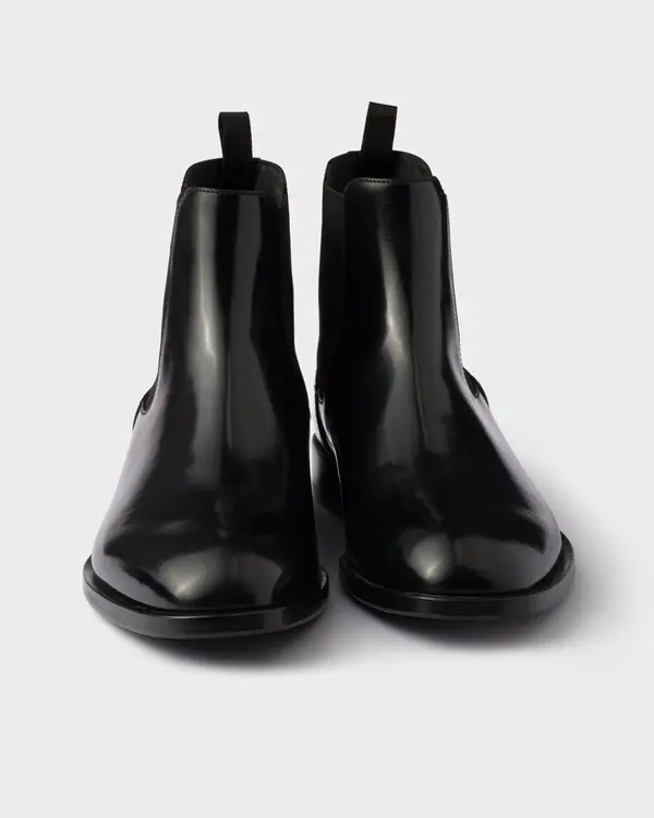Prada Brushed Leather Chelsea Boots
