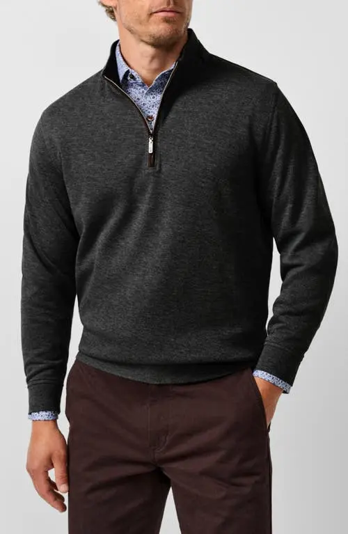 David Donahue Cotton Blend Quarter Zip Sweater - Heather Grey
