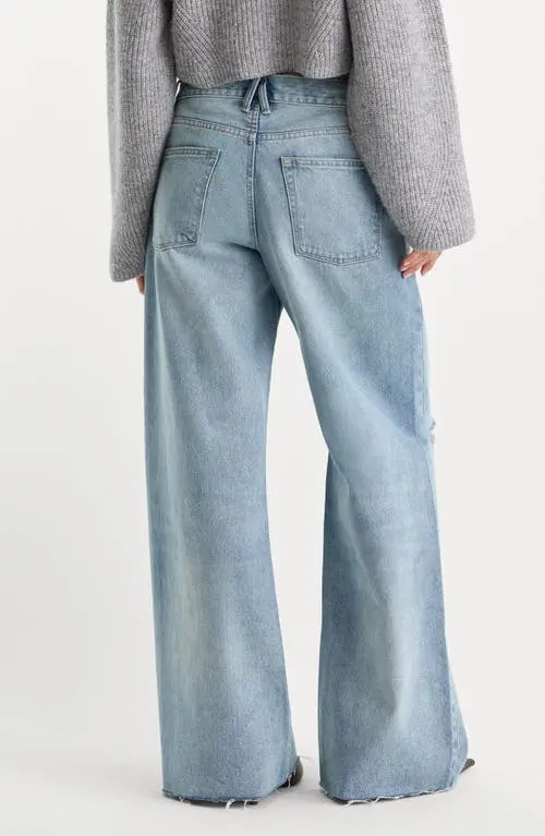 Good American Low Slung Ripped Wide Leg Baggy Jeans